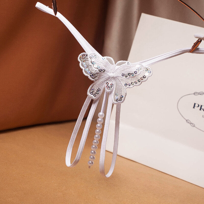 Sexy Panties - White Butterfly Pearl G String| Crazynight NZ